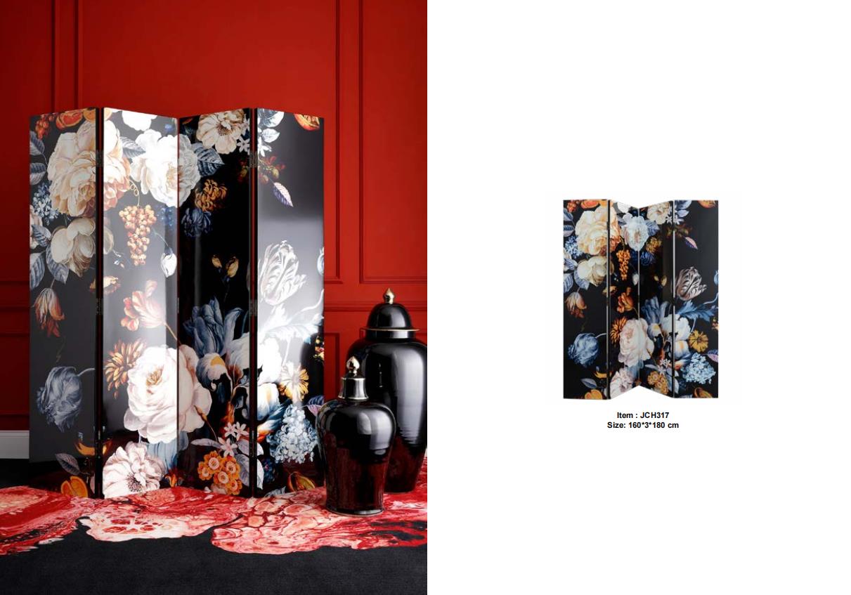 JCH317 SCREEN/luxury 4 panel room divider - KerryHome Living Room Cabinet
